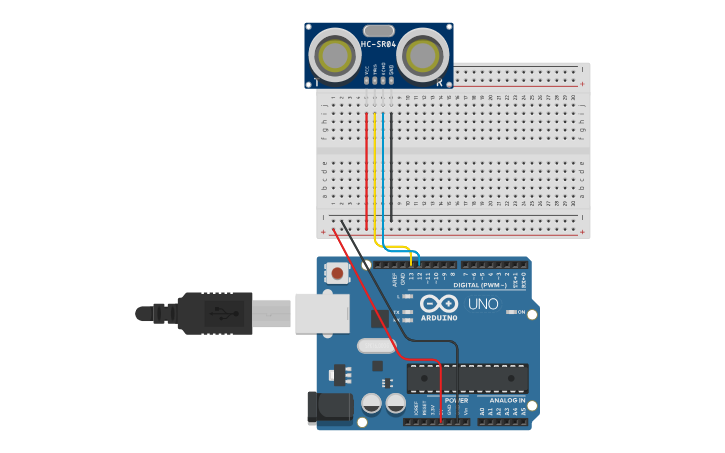 Circuit design 11d_Ping Ultrasonic Range Finder - Tinkercad