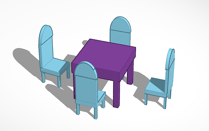 3D design table and chairs | Tinkercad
