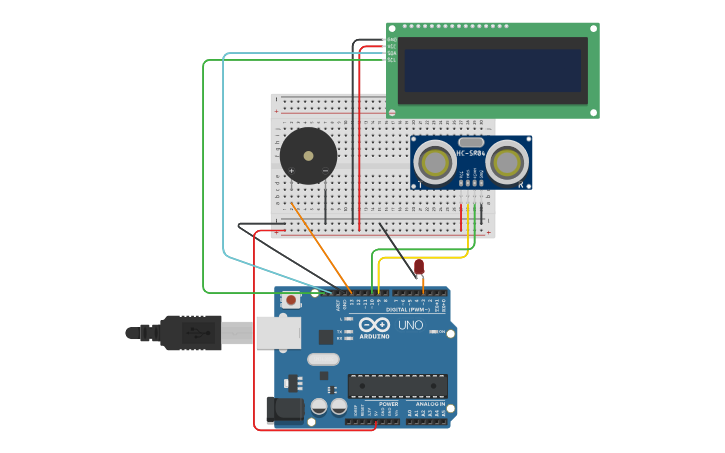Circuit design Project 7: Ultrasonic Distance Sensor 12212070 - Tinkercad