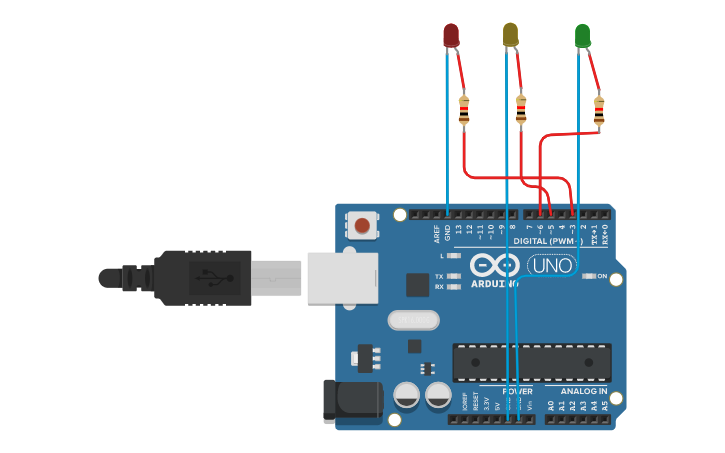 Circuit design Traffic light aurdino - Tinkercad