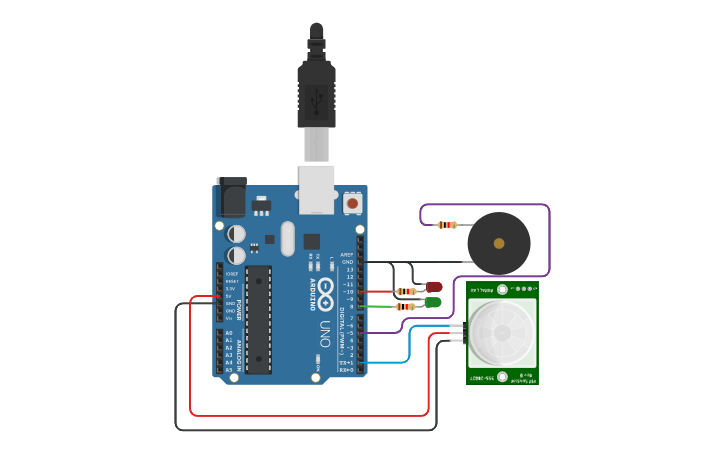 Circuit design Motion Sensor | Tinkercad