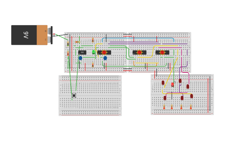 Circuit design 1 to 6 Dice circuit | Tinkercad