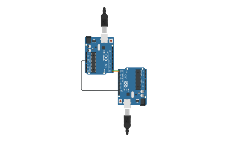 Circuit design Comunicación entre dos arduinos - Tinkercad Circuit design Comunicación entre dos arduinos - Tinkercad