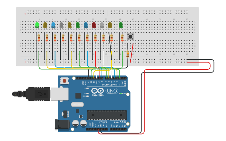 Circuit design big peta christmas light with functions - Tinkercad