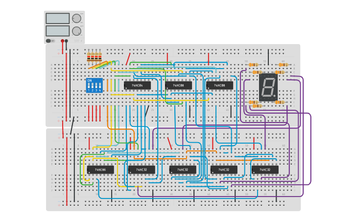 Circuit design Trabalho display de 7 segmentos - Tinkercad