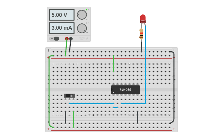 Circuit design NOT gate using NAND - Tinkercad