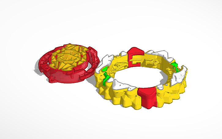 3D design Beyblade Burst Quad Drive αpollos Taiyo T7 (remake) - Tinkercad