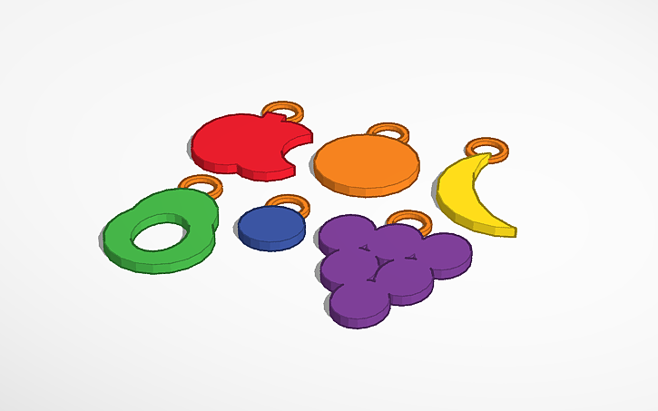 3D design Colorful Fruit Keychains - Tinkercad