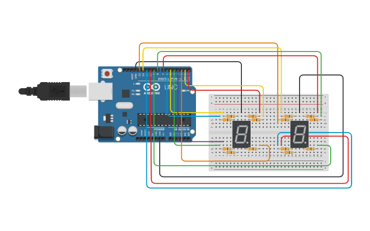 Circuit design Display 7 segmentos - atividade | Tinkercad Circuit design Display 7 segmentos - atividade | Tinkercad