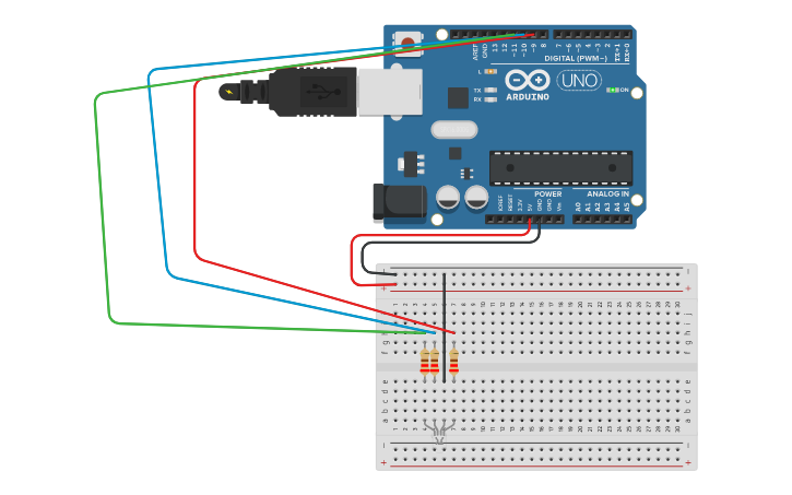 Circuit design RGB LED | Tinkercad