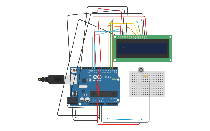 Circuit design Photodiode and Lcd - Tinkercad