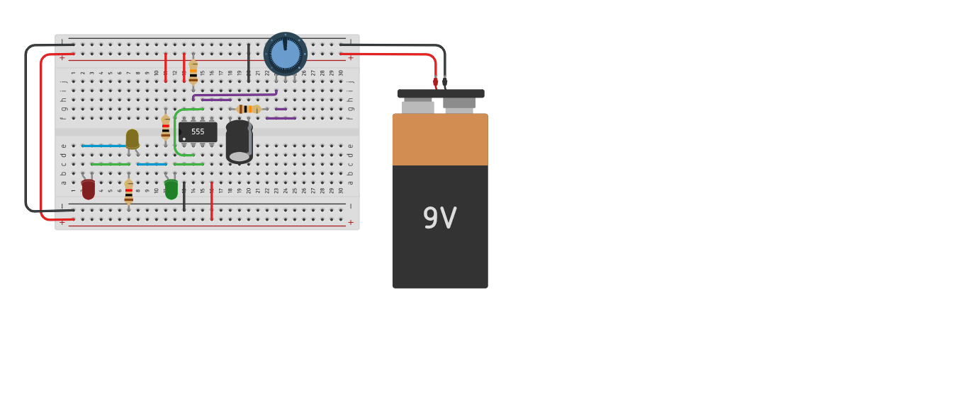 Circuit design Semáforo con 555 - Tinkercad