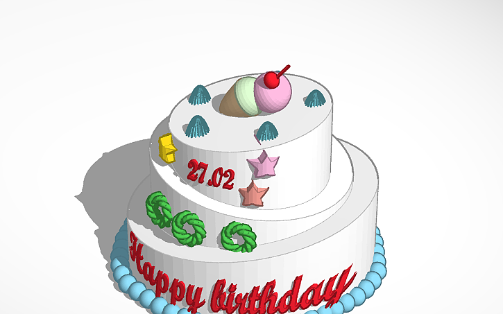 3D design Birthday cake | Tinkercad