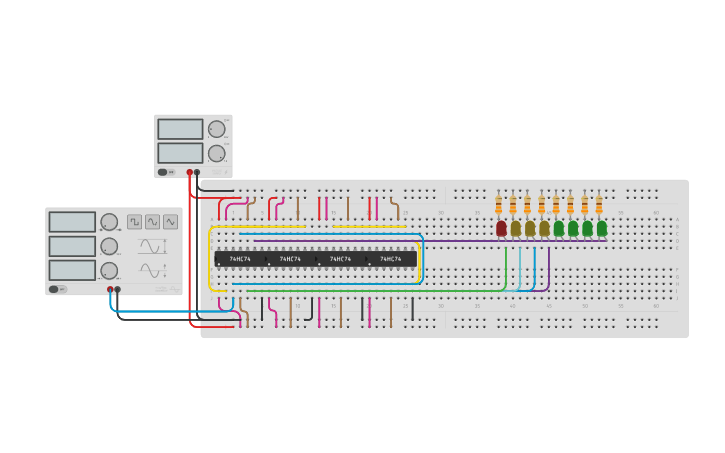 Circuit design memoria 8 bits | Tinkercad