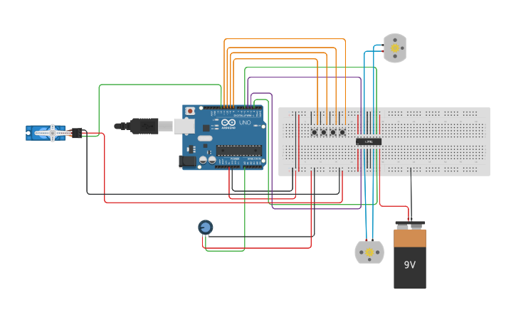 Circuit design UAS PEI A potensio servo | Tinkercad