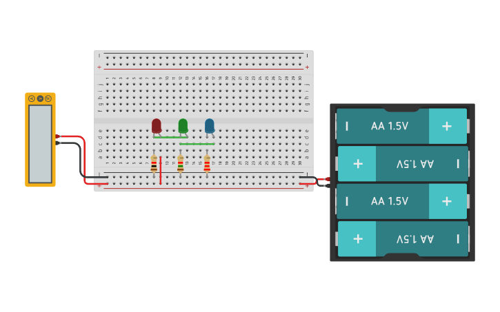 Circuit design Chapter no 8 battery level indicator - Tinkercad