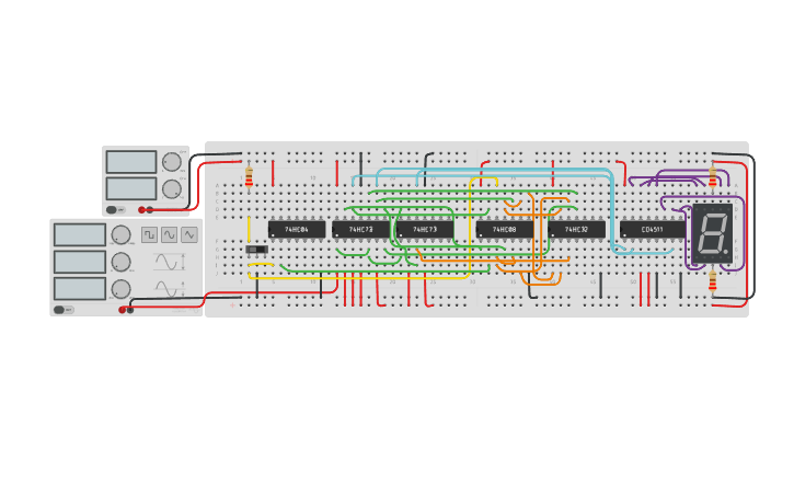 Circuit design Contador ascendente / descendente - Tinkercad