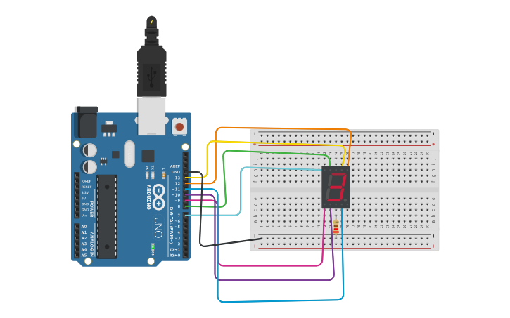 Circuit design CONTADOR 0 A 9 Y APELLIDO CON ARDUINO UNO EN TINKERCAD ...