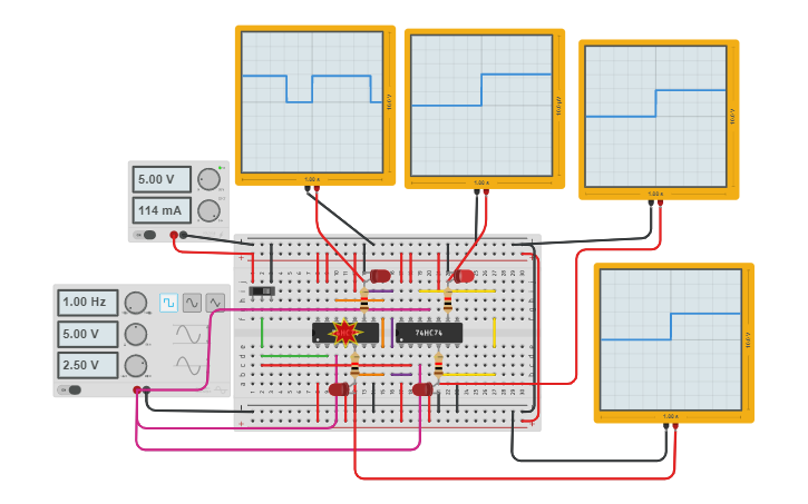 Circuit design Aula 16/05 - Osciloscópio 5 - EA1 | Tinkercad