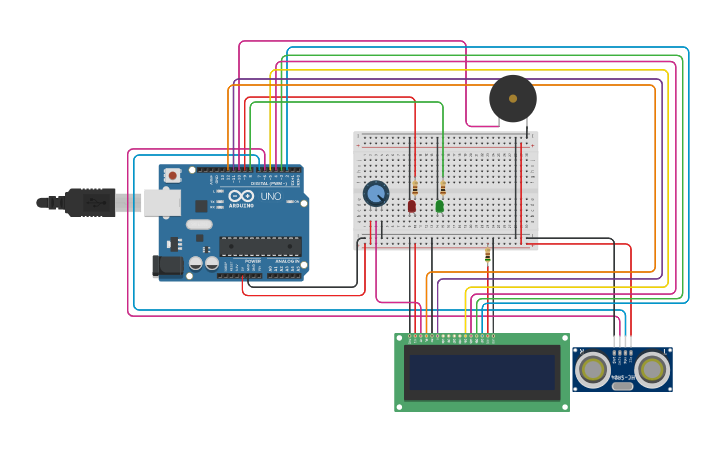 Circuit design Ultrasonic Sensor Final | Tinkercad