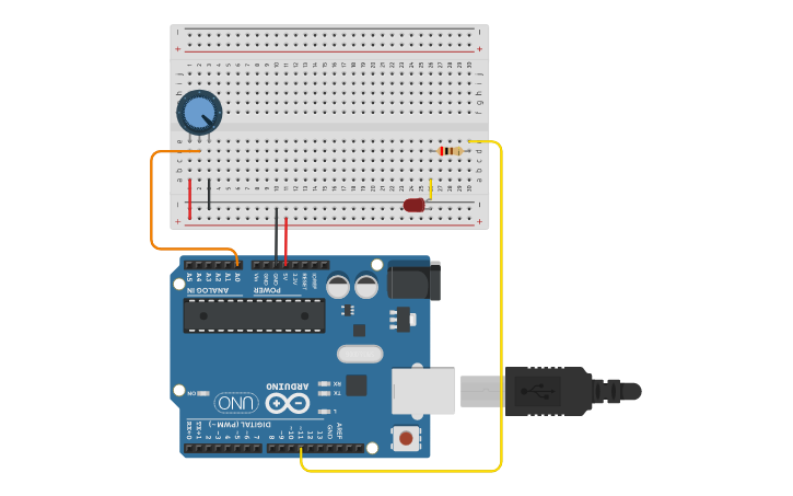 Circuit design LED Dimmer with Potentiometer | Tinkercad