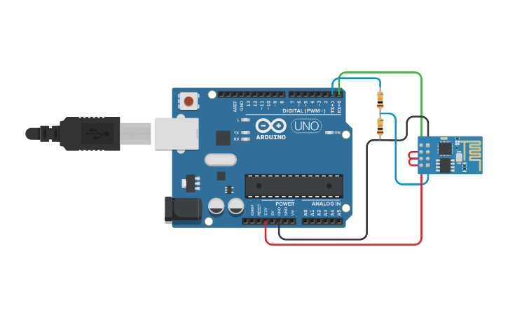Circuit design Basico Ligacao ESP8266 - Tinkercad