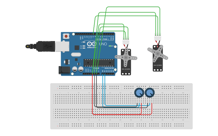 Circuit Design Controlar 2 Servomotores De 0º A 180º Con 1 Joystick