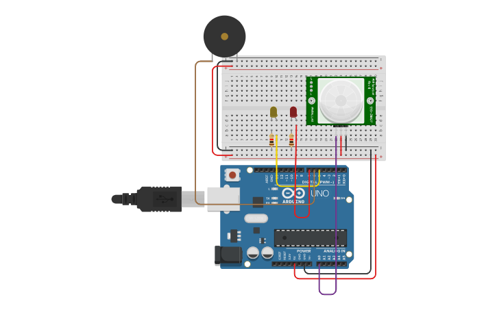 Circuit design Alarma con sensor de movimiento, sonido, luces y ...