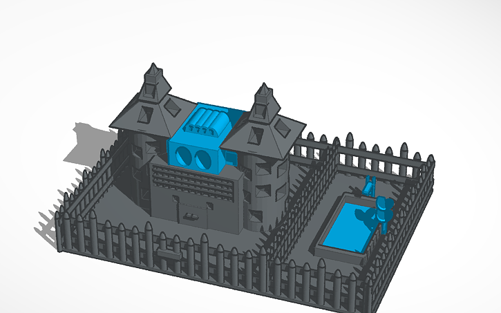 3D design scary haunted house - Tinkercad