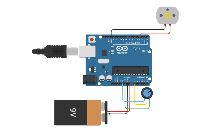 Circuit design speed control of dc motor - Tinkercad