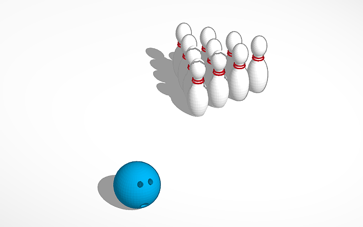 3D design Bowling Ball and Pins - Tinkercad