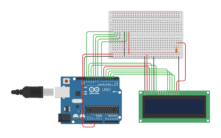 Circuit design LCD+RFID - Tinkercad