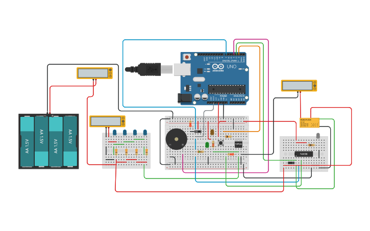 Circuit design Simulador Temp Sem Display | Tinkercad
