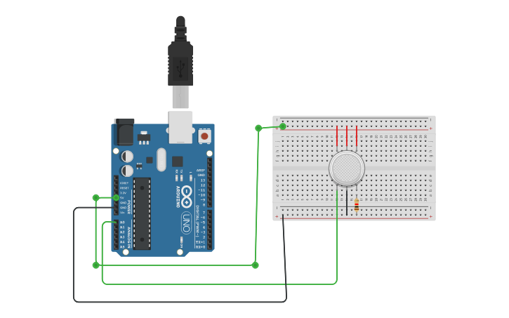 Circuit design GAS SENSOR - Tinkercad