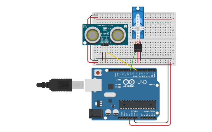 Circuit Design Ping Servo Tinkercad