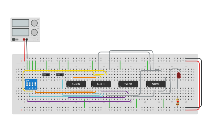 Circuit design 4X1 MUX - Tinkercad