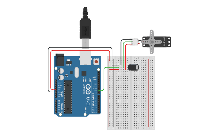 Circuit design Servo Decoupling Cap - Tinkercad