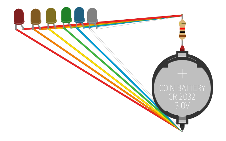 Circuit design Rainbow Lights | Tinkercad
