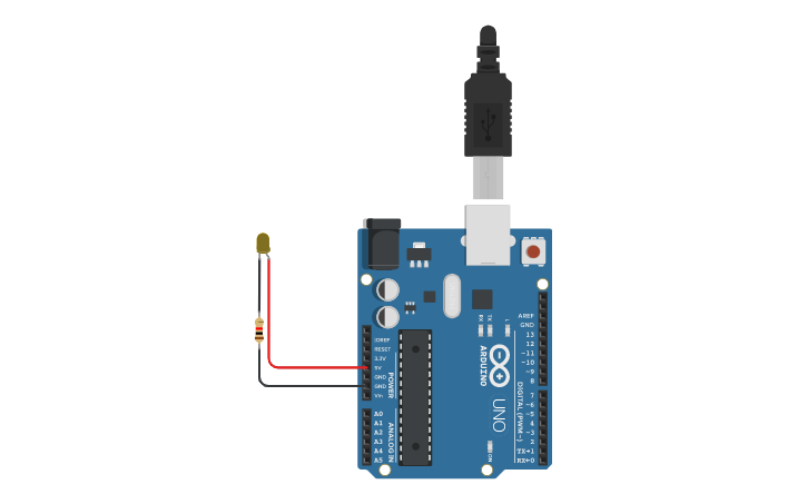 Circuit design LED Light connected to an Arduino - Tinkercad
