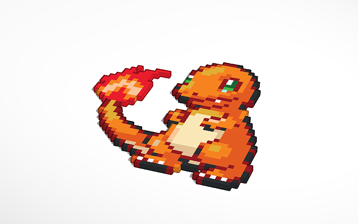 3D design Pixel Charmander | Tinkercad