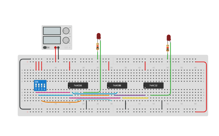 Circuit design FULL ADDER using Basic Gates - Tinkercad