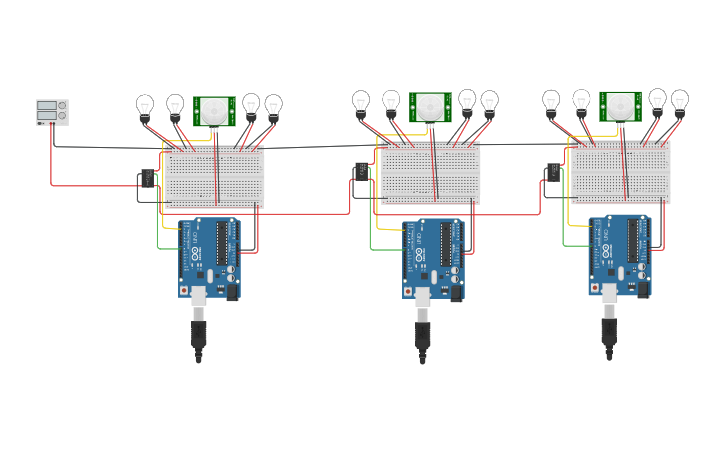 Circuit design Control iluminacion | Tinkercad