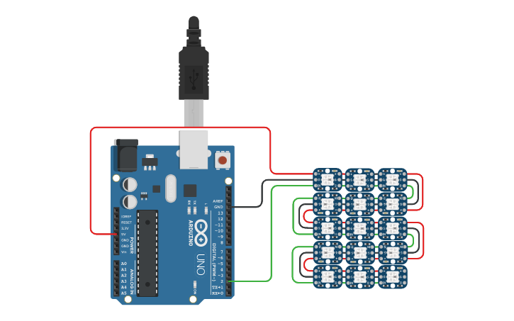 Circuit design Matriz NeoPixel - Tinkercad