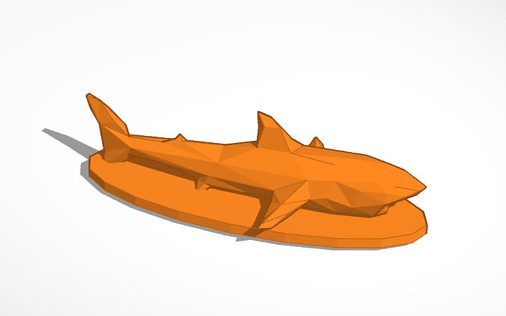 3D design low poly shark with raft - Tinkercad