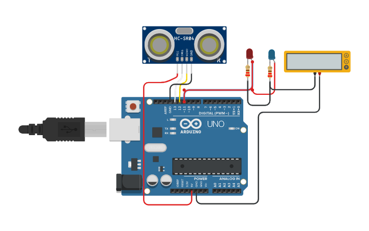 Circuit Design Distance Sensor Tinkercad