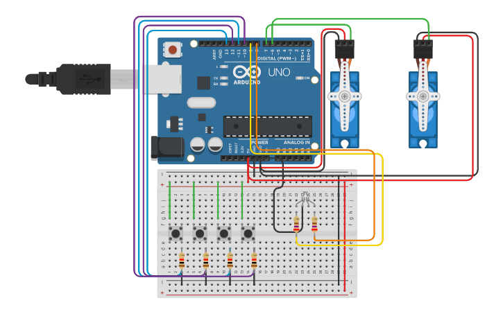 Circuit design Parcheggio_Automatico - Tinkercad