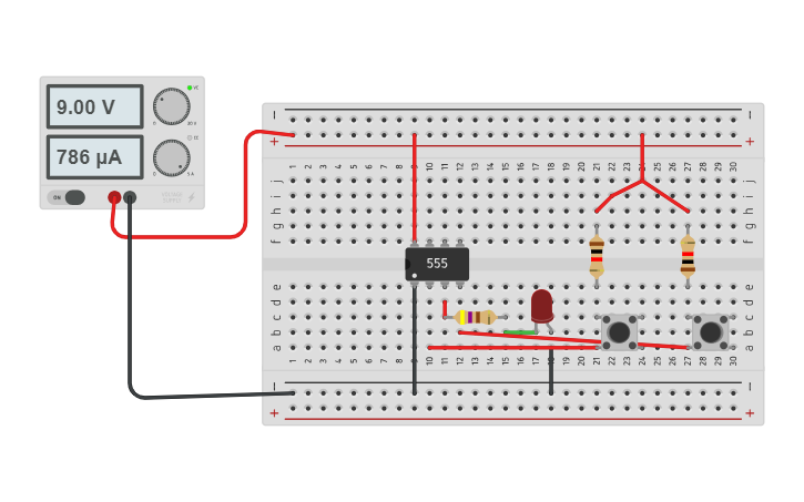 Circuit design NE555 - Tinkercad