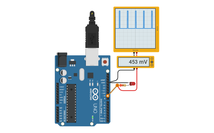 Circuit design AULA: SAÍDAS ANALÓGICAS por PWM | Tinkercad