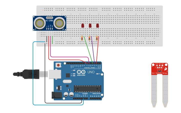 Circuit Design Sensor Ultrasonico Tinkercad
