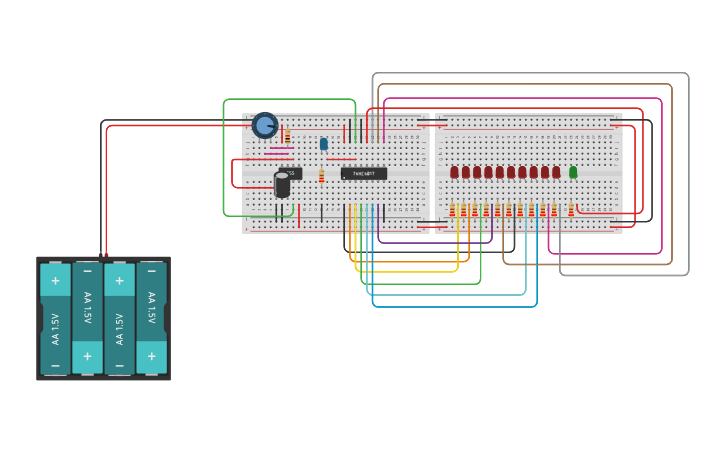 Circuit design LED flasher 4017 - Tinkercad